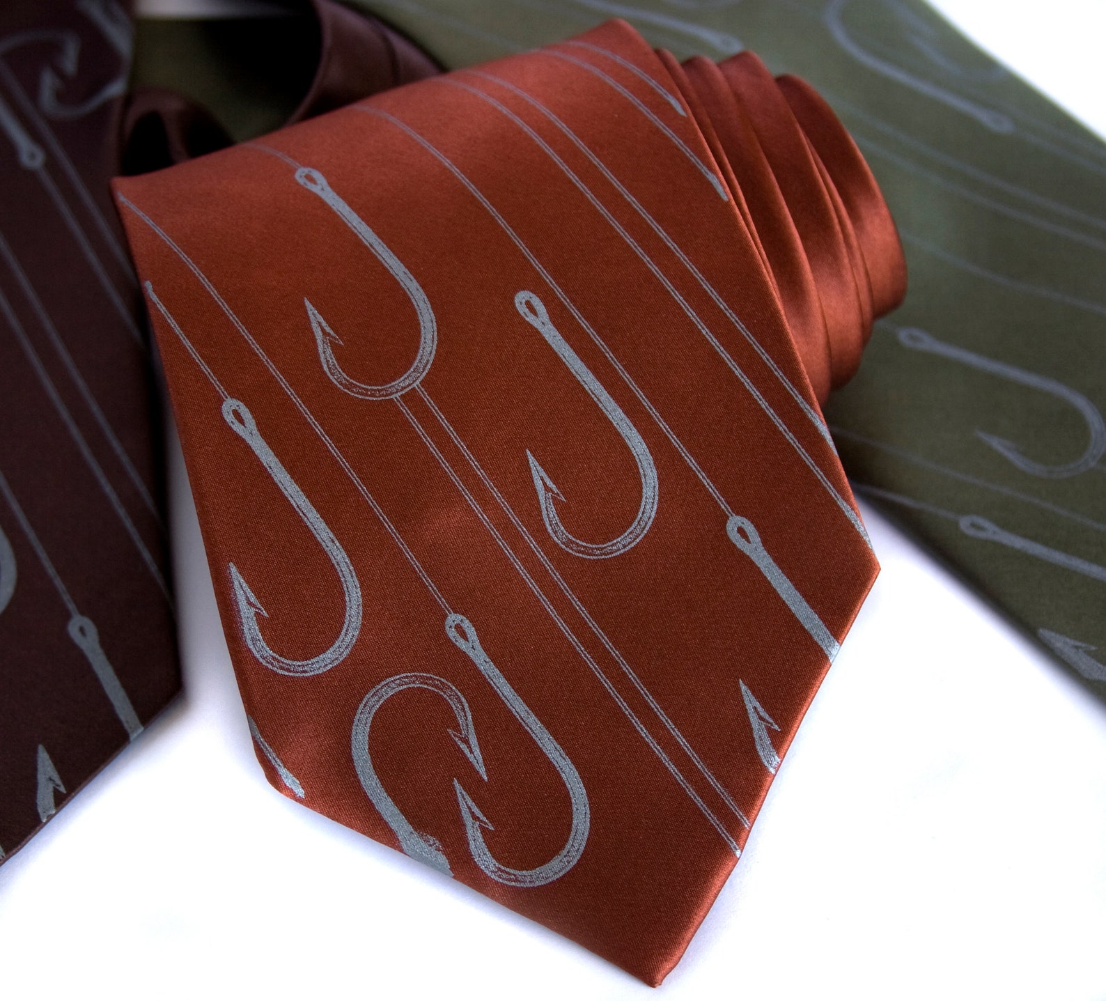 Fishing Tie, Fly Fishing. Fish Hook Necktie. Gift for Angler, Hunter ...