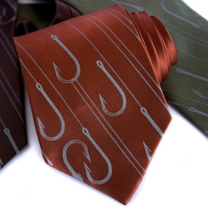 Fishing Tie, Fly Fishing. Fish Hook Necktie. Gift for Angler, Hunter ...