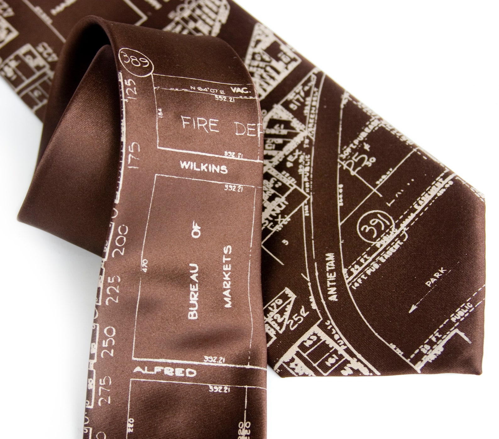 Detroit Tie. Historic Eastern Market Map Necktie. Made in Michigan ...