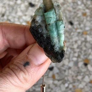 Raw Emerald Lapel Pin, Rough Emerald Crystal Brooch. Green Beryl ...