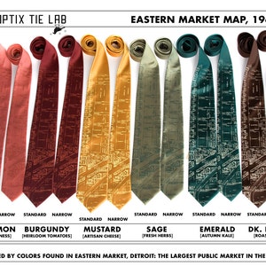 Detroit Tie. Historic Eastern Market Map Necktie. Made in Michigan ...