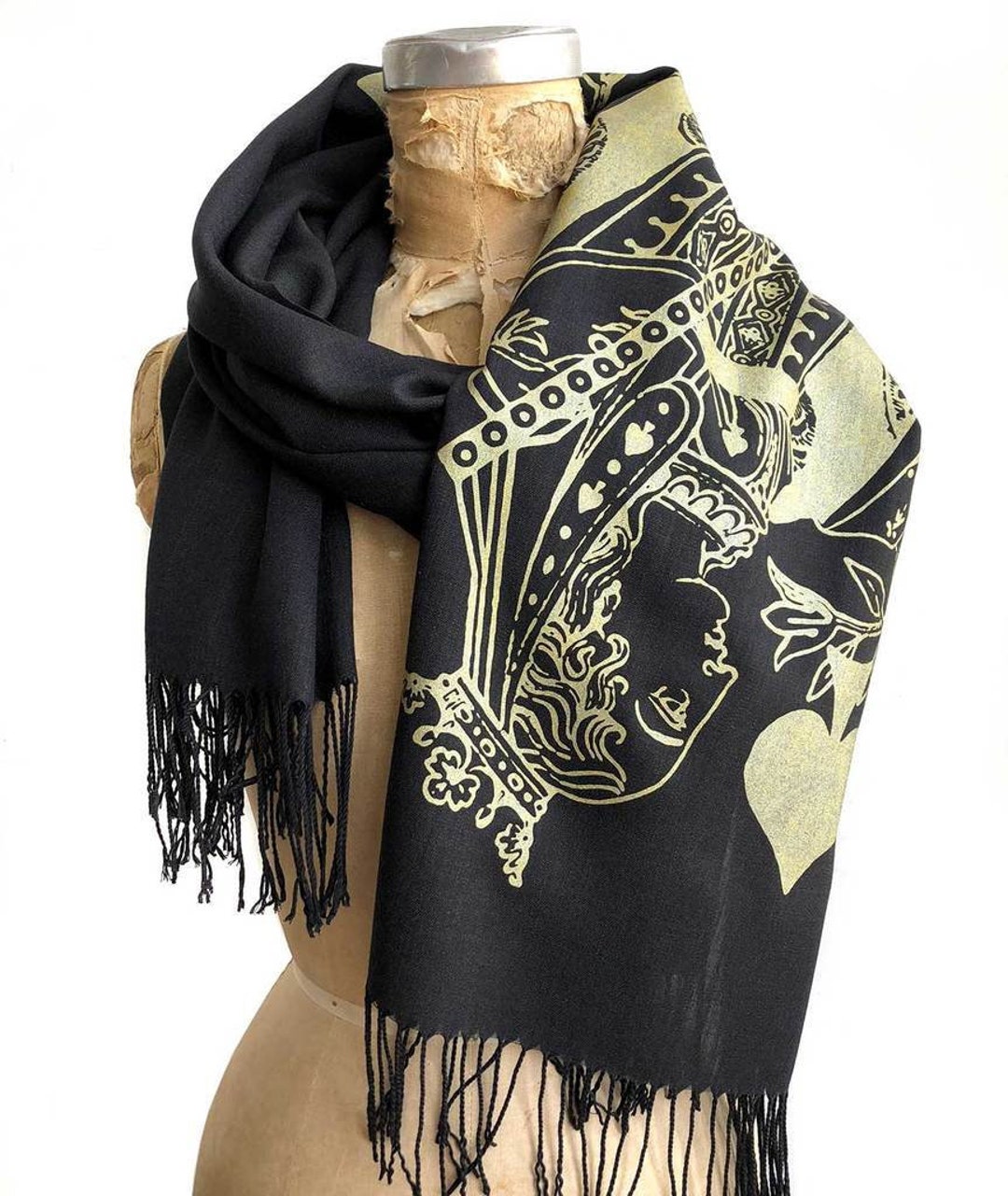Queen of Spades, Lucky Scarf. Playing Card Bamboo Pashmina. Alice in ...