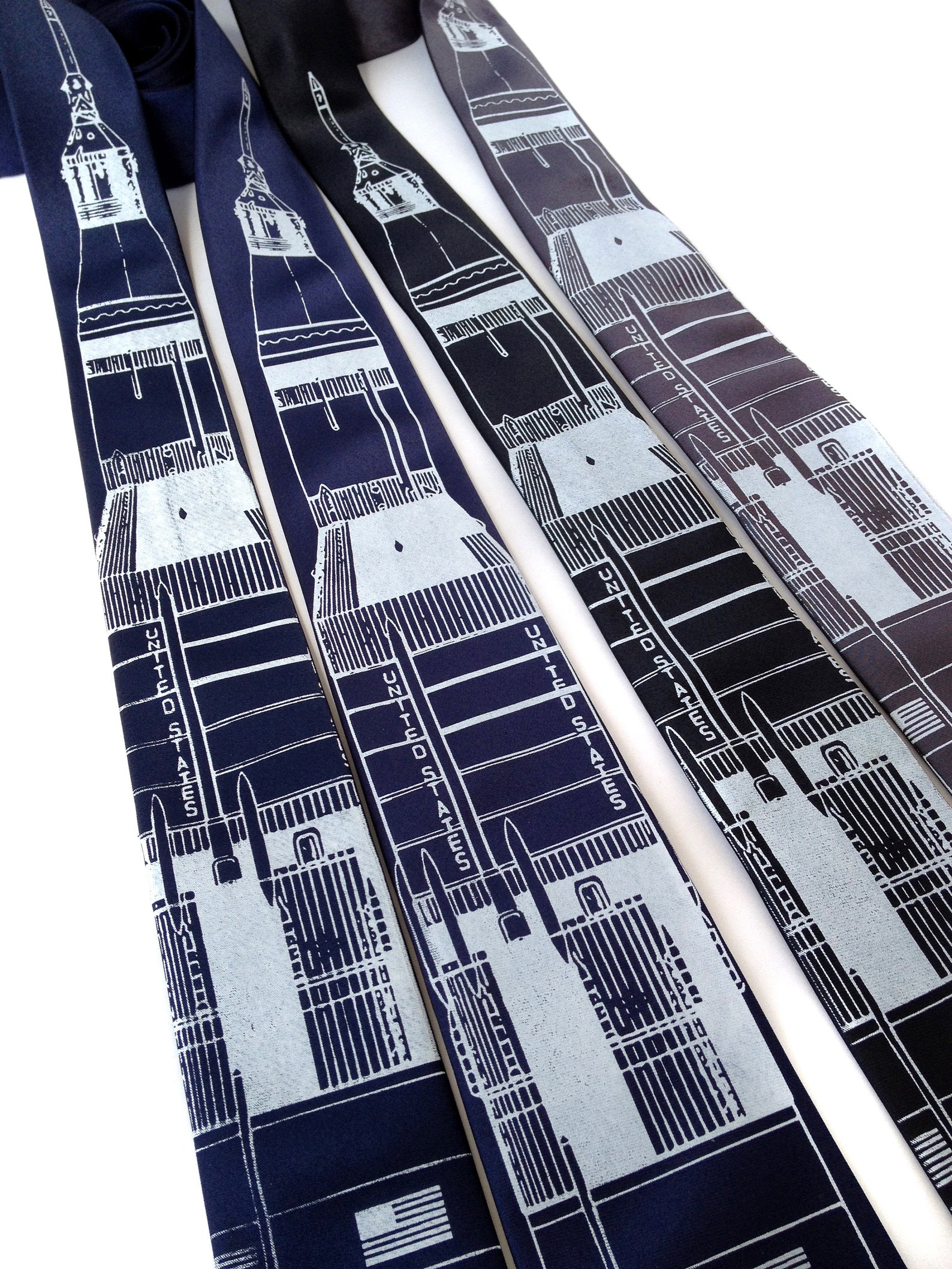 Saturn V Tie, Apollo 11 50th Anniversary. NASA Rocket Tie, Mens Silk ...