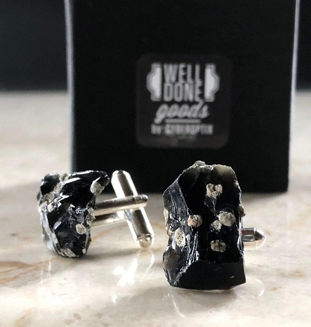 Galaxy Obsidian Cufflinks. Snowflake Obsidian, Black Cufflinks. Space ...