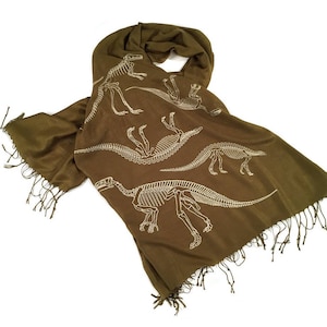 Dinosaur Bones Scarf. Paleontology, Bamboo Pashmina Scarf. Science ...