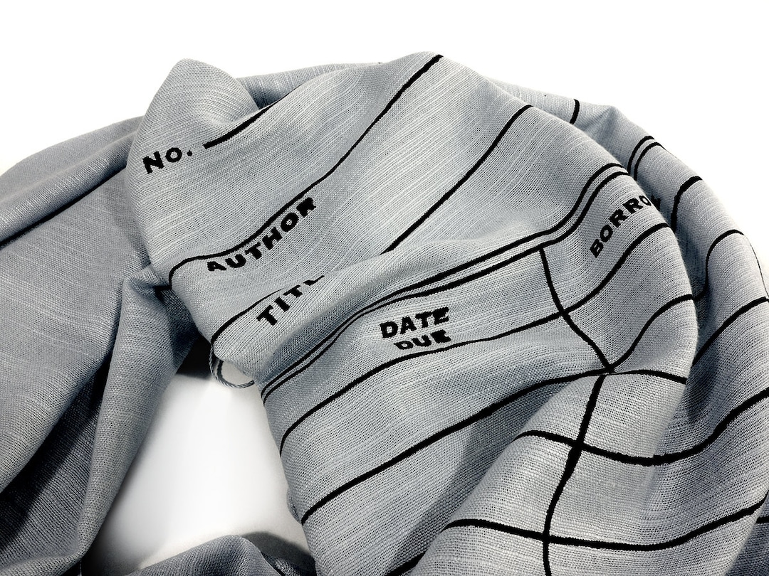 Library Card Print Scarf. Date Due Pashmina Scarf. Linen-weave Vegan ...