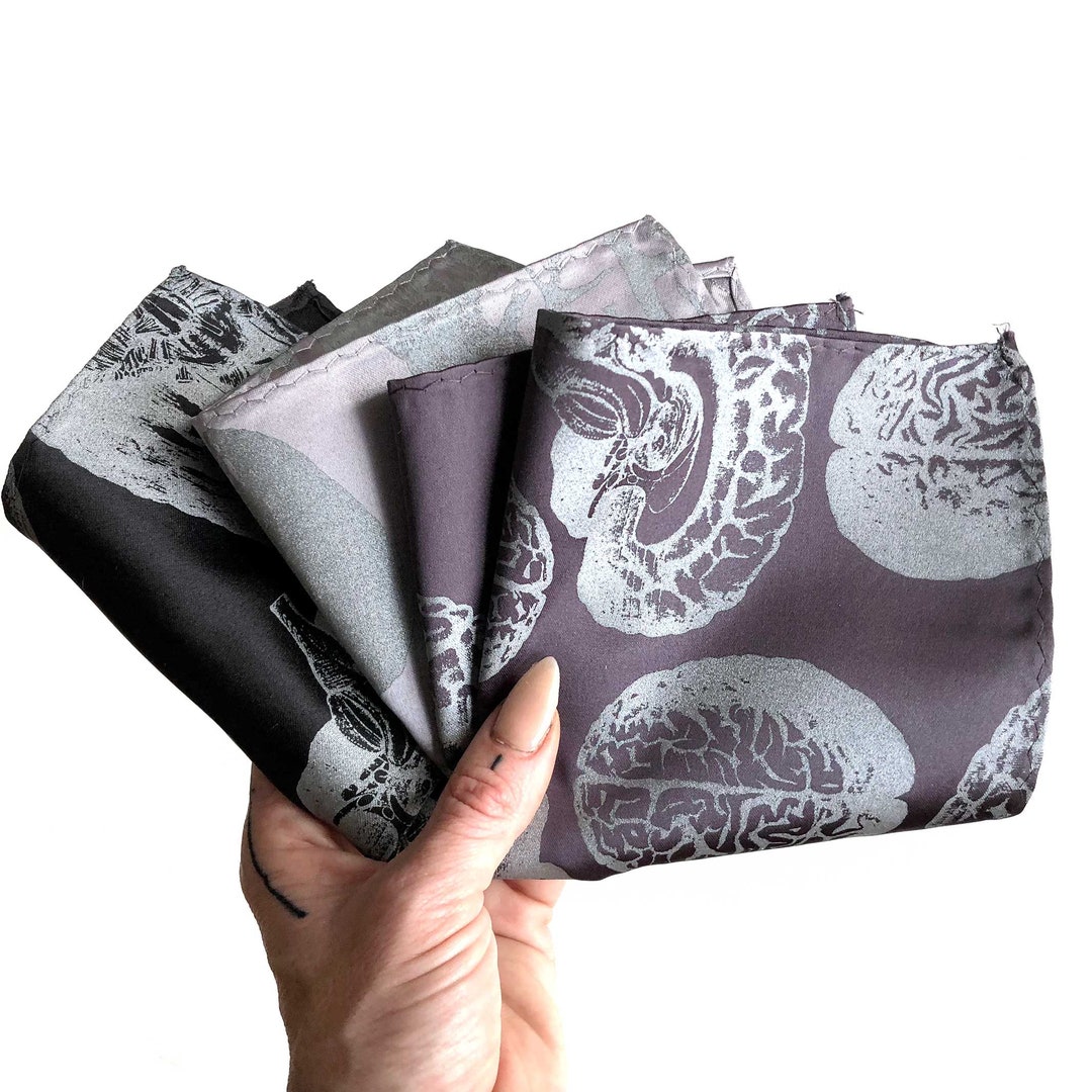Anatomical Brain Pocket Square, Brain Hemispheres Hanky. Neuroscience ...