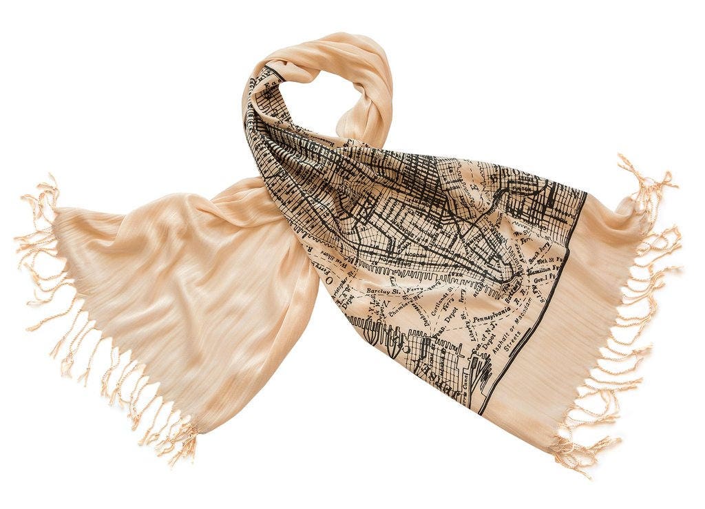 New York City Map Scarf. Vintage NYC Map Fringed Scarf. Gift - Etsy Canada