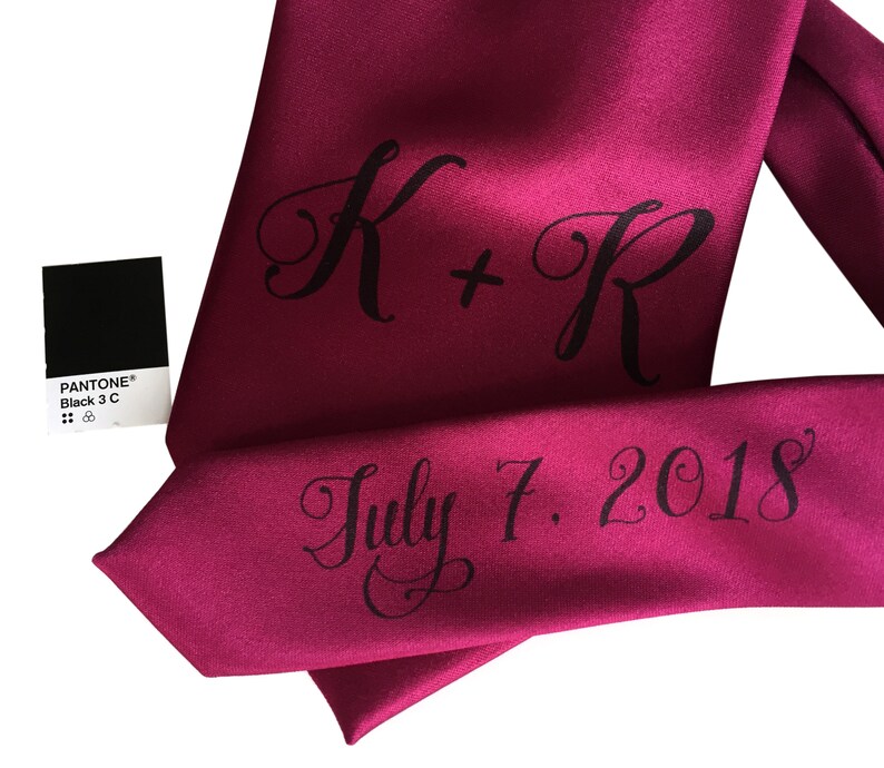 Personalized Wedding Ties. Custom Initials W/ Pretty Script Handwritten ...
