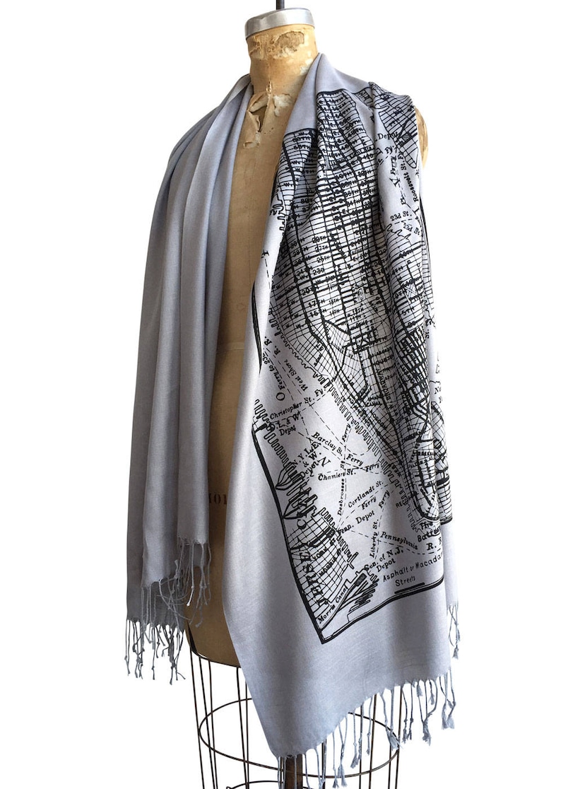 New York City Map Scarf, Subway Map Print Fringed Scarf. Bamboo ...
