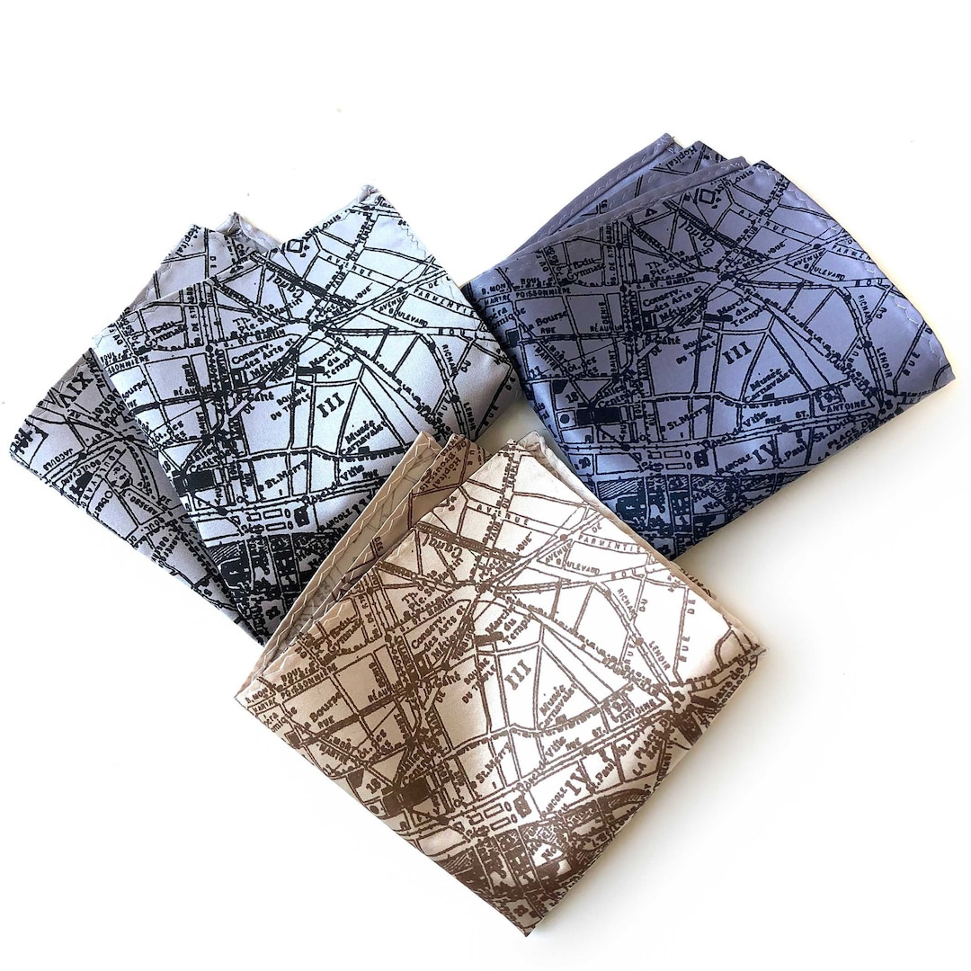 Paris Map Pocket Square. French Map Hanky. Paris France Wedding ...
