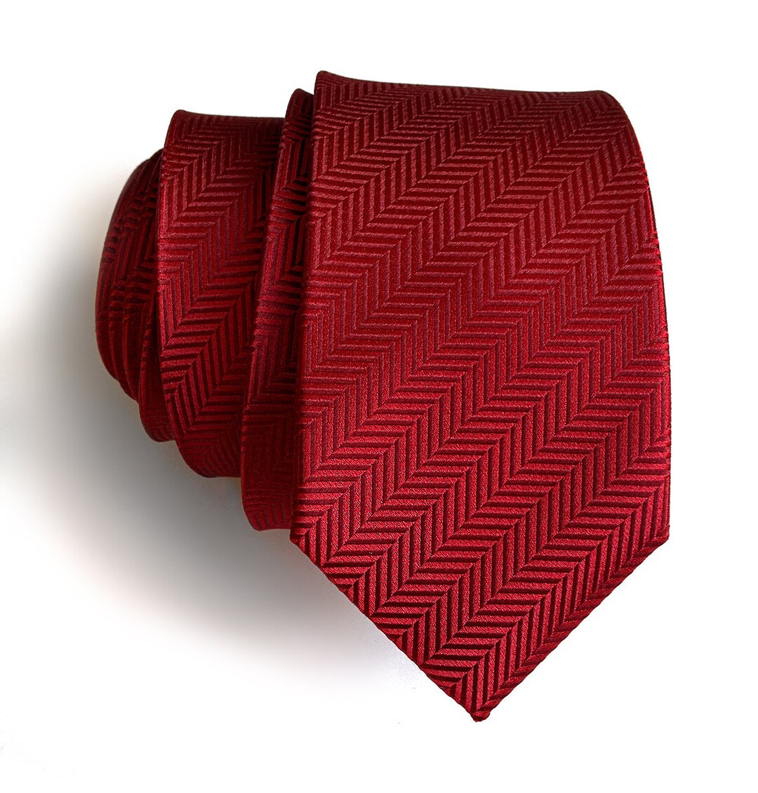 Garnet Red Tie. Woven Herringbone, Silk Tie. Jewel Tone, Ruby, Dark Red ...