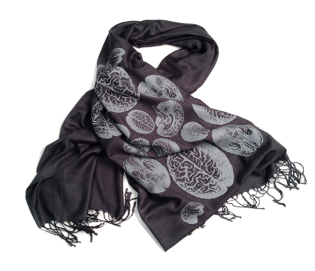 Brain Scarf. Anatomical Brains, Bamboo Pashmina. Brainstorm Print Scarf ...