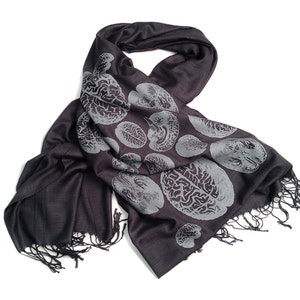 Brain Print Scarf, Anatomical Brain Hemisphere Lightweight Pashmina ...
