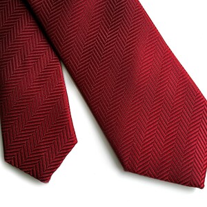 Garnet Red Tie. Woven Herringbone, Silk Tie. Jewel Tone, Ruby, Dark Red ...