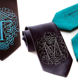 Custom Initial Tie, Mens Silk Necktie. Personalized Tie, Gift for Him ...