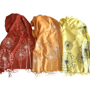 Dandelion Wish Scarf. Dandelion Seed Printed Scarf. Floral Print ...
