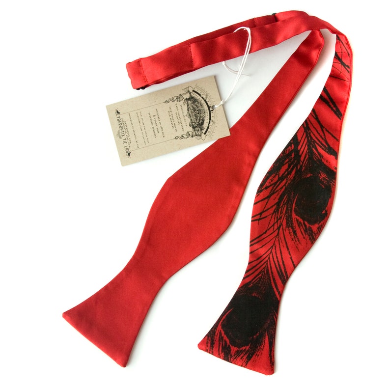 Peacock Feather Bow Tie Peacock Feather Print Self Tie Etsy