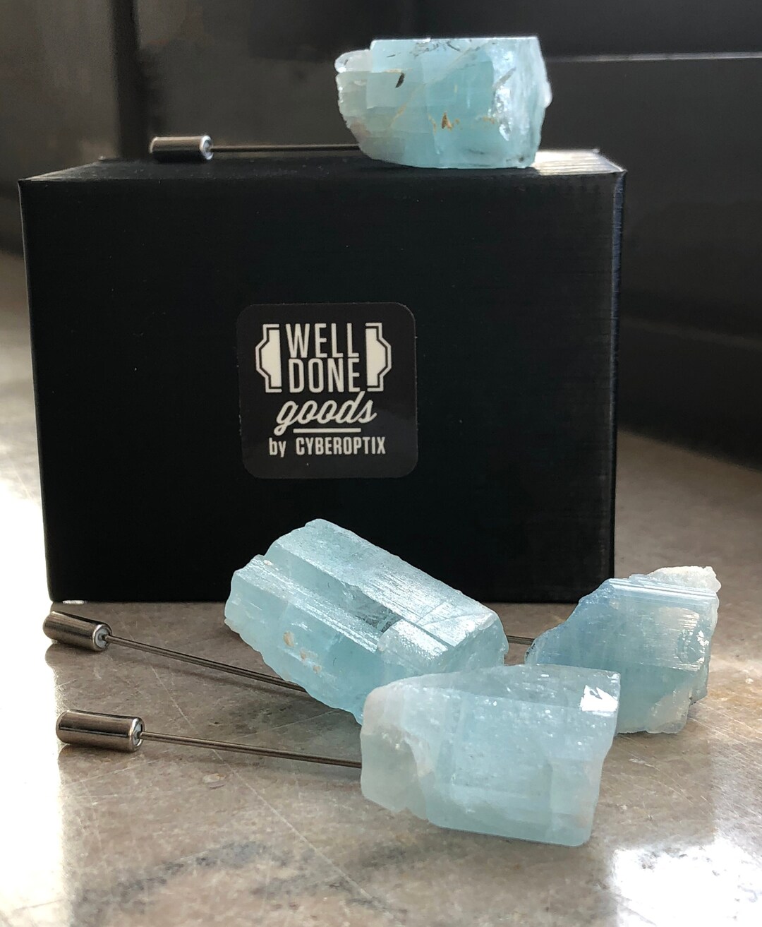 Aquamarine Crystal Lapel Pin, March Birthstone. Gemstone Lapel Pin ...