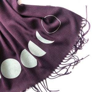 Moon Phase Scarf. Phases of the Moon, Bamboo Pashmina. Full Moon, Lunar ...