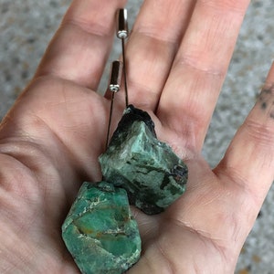 Raw Emerald Lapel Pin, Rough Emerald Crystal Brooch. Green Beryl ...