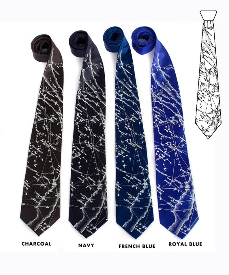 Constellation Necktie, Mens Silk Tie. Milky Way Galaxy, Star Chart Tie ...