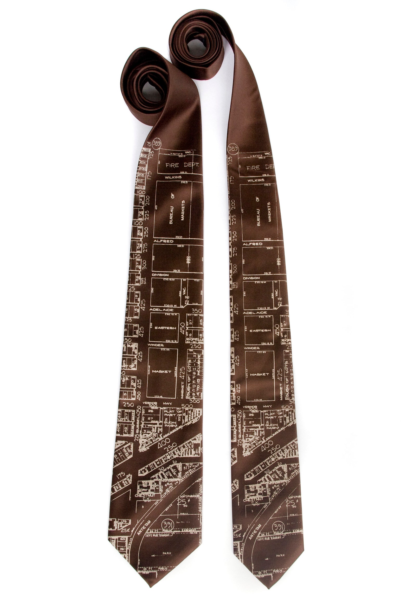 Detroit Tie. Historic Eastern Market Map Necktie. Made in Michigan ...
