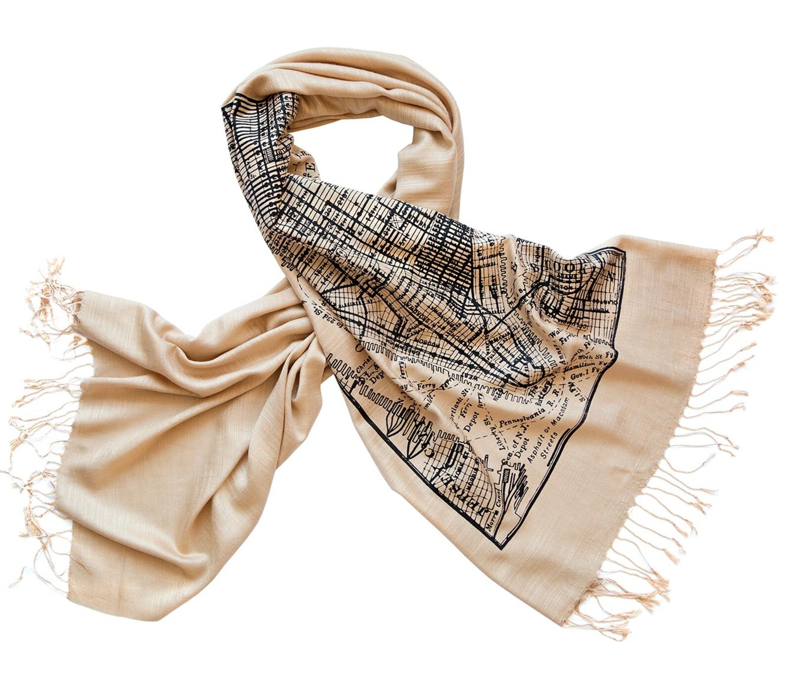 New York City Map Scarf. Vintage NYC Map Fringed Scarf. Gift for New ...