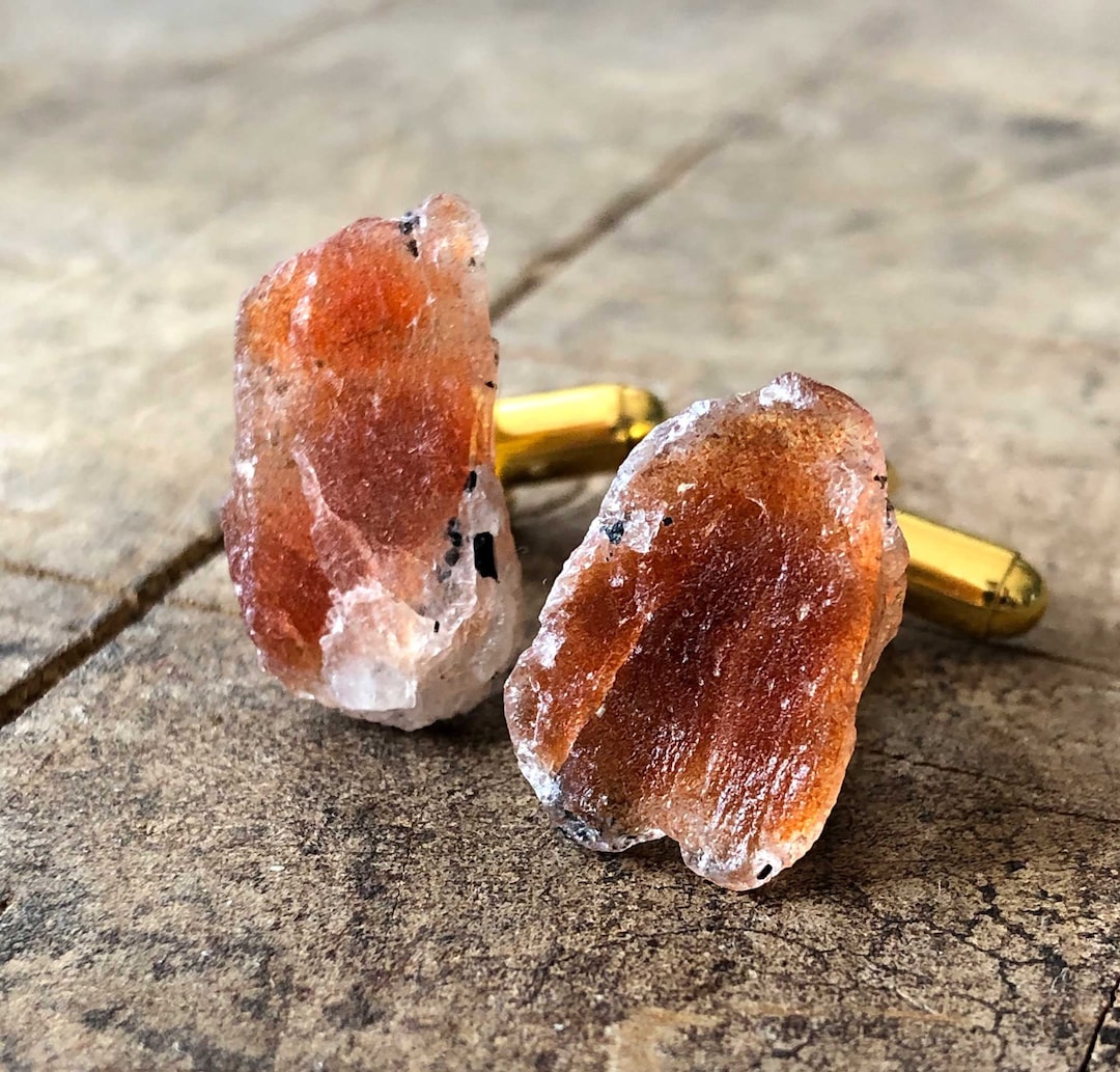 Sunstone Cufflinks. Tanzanian Sun Stone, Iridescent Rough Crystal ...