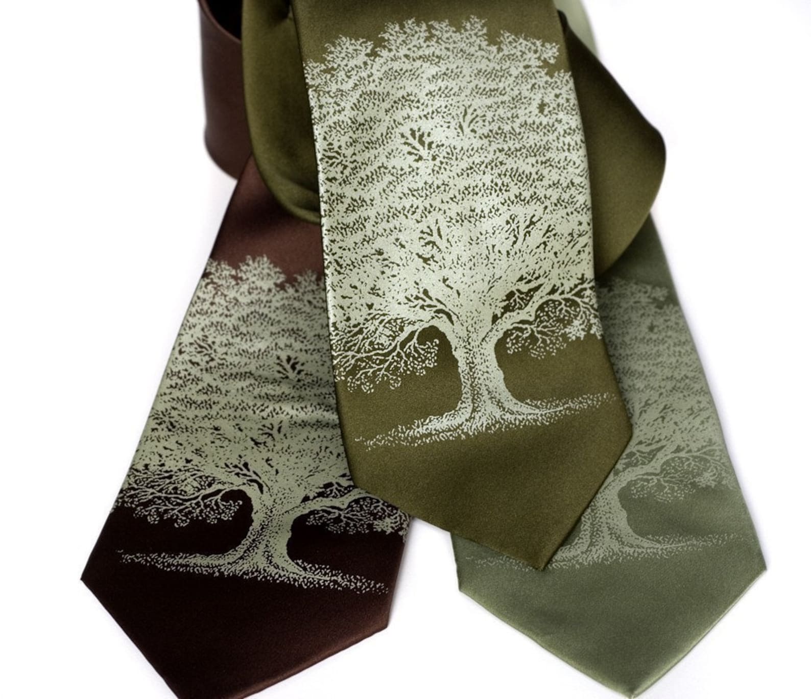 Tree Print Tie. Oak Tree, Men's Silk Necktie. Handfasting, Wedding Tie ...