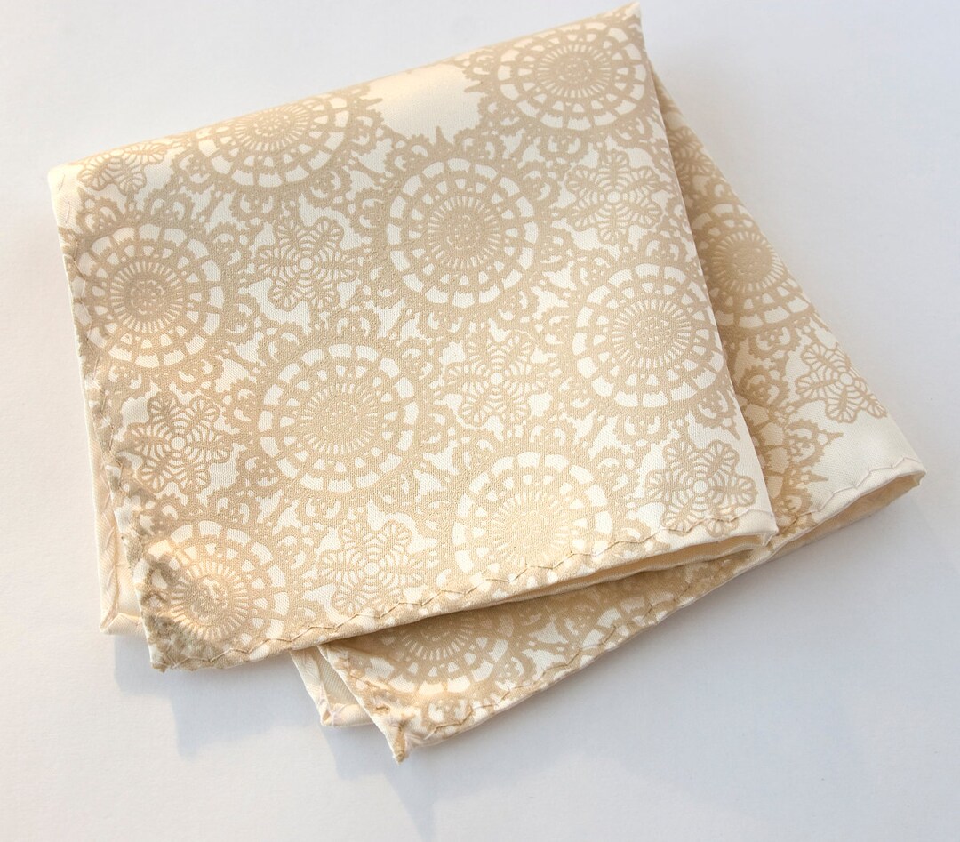 Lace Pocket Square. Tatted Doily, Ivory Cream Printed Handkerchief ...