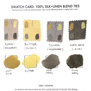 4 Linen Necktie Swatches With Printing Ink. Our Exclusive Silk & Linen ...