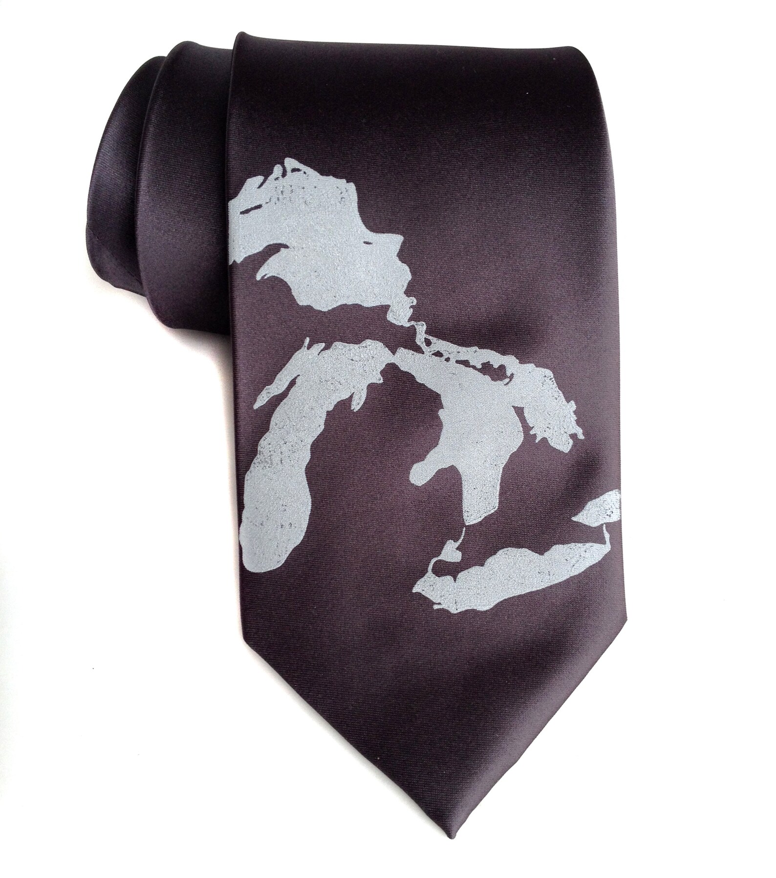 Great Lakes Map Tie, Men's Silk Necktie. Lake Michigan Tie, Lake ...