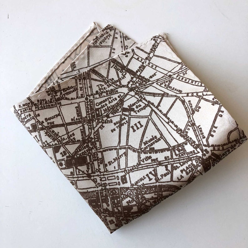 Paris Map Pocket Square. French Map Hanky. Paris France - Etsy