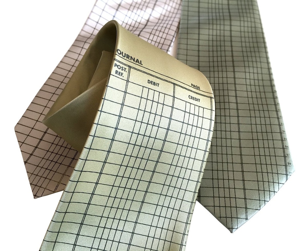 Accountant Necktie. Accounting Gift, Ledger Paper Silk Tie. Bookkeeping ...