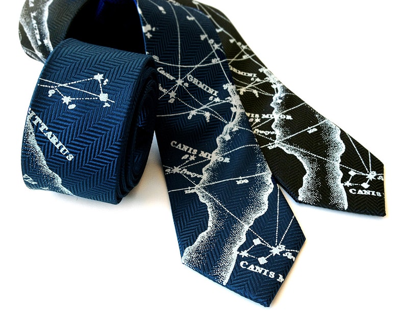 Galaxy Necktie. Star Chart Constellations. Silkscreened - Etsy