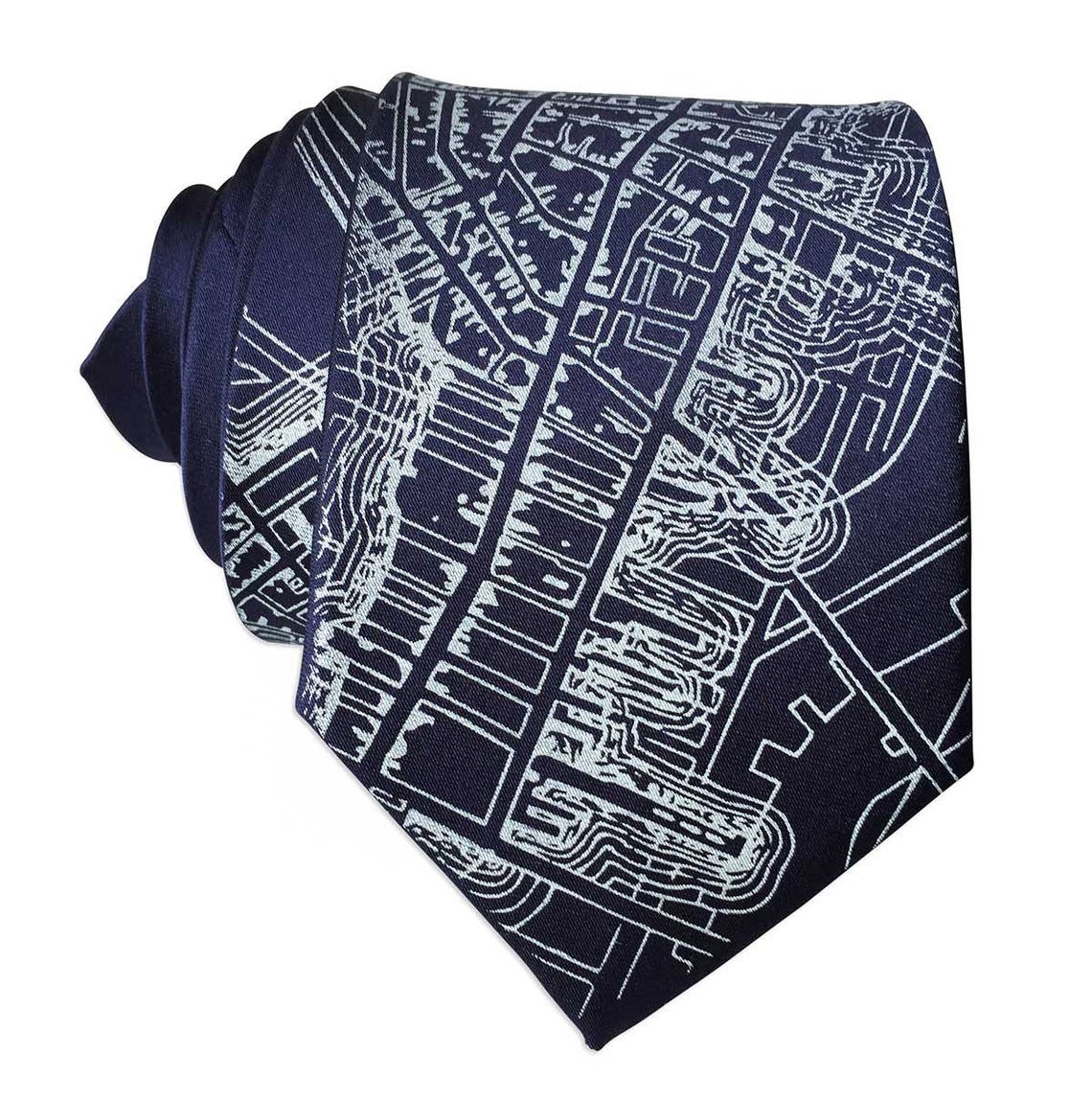 Boston Map Printed Necktie. 1814 Vintage Map Print Men's Silkscreen Tie ...