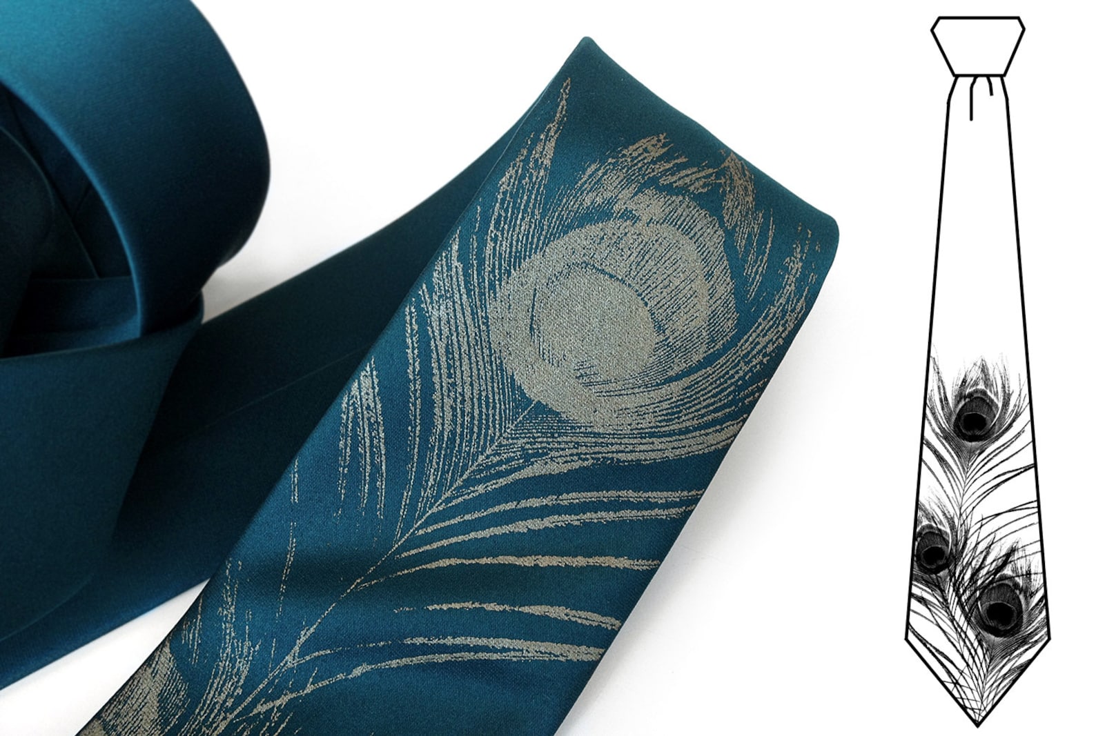 Peacock Tie Peacock Feather Tie Mens Wedding Tie Etsy