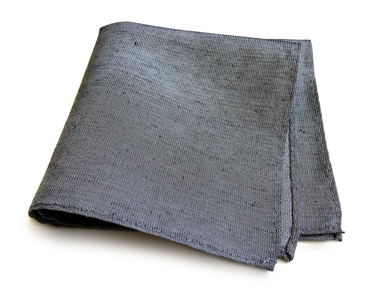 Dark Grey Pocket Square. Charcoal Linen Silk Handkerchief. | Etsy