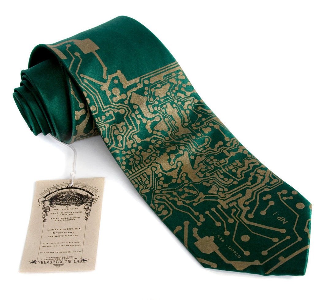 Circuit Board Necktie, Circuit Board Silk Tie. Gift for Dad, IT Guy ...
