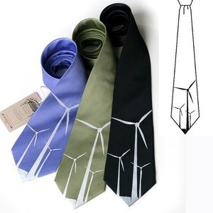 Wind Turbine Tie, Men's Silk Necktie. Windmill Tie. Ecology, Clean ...