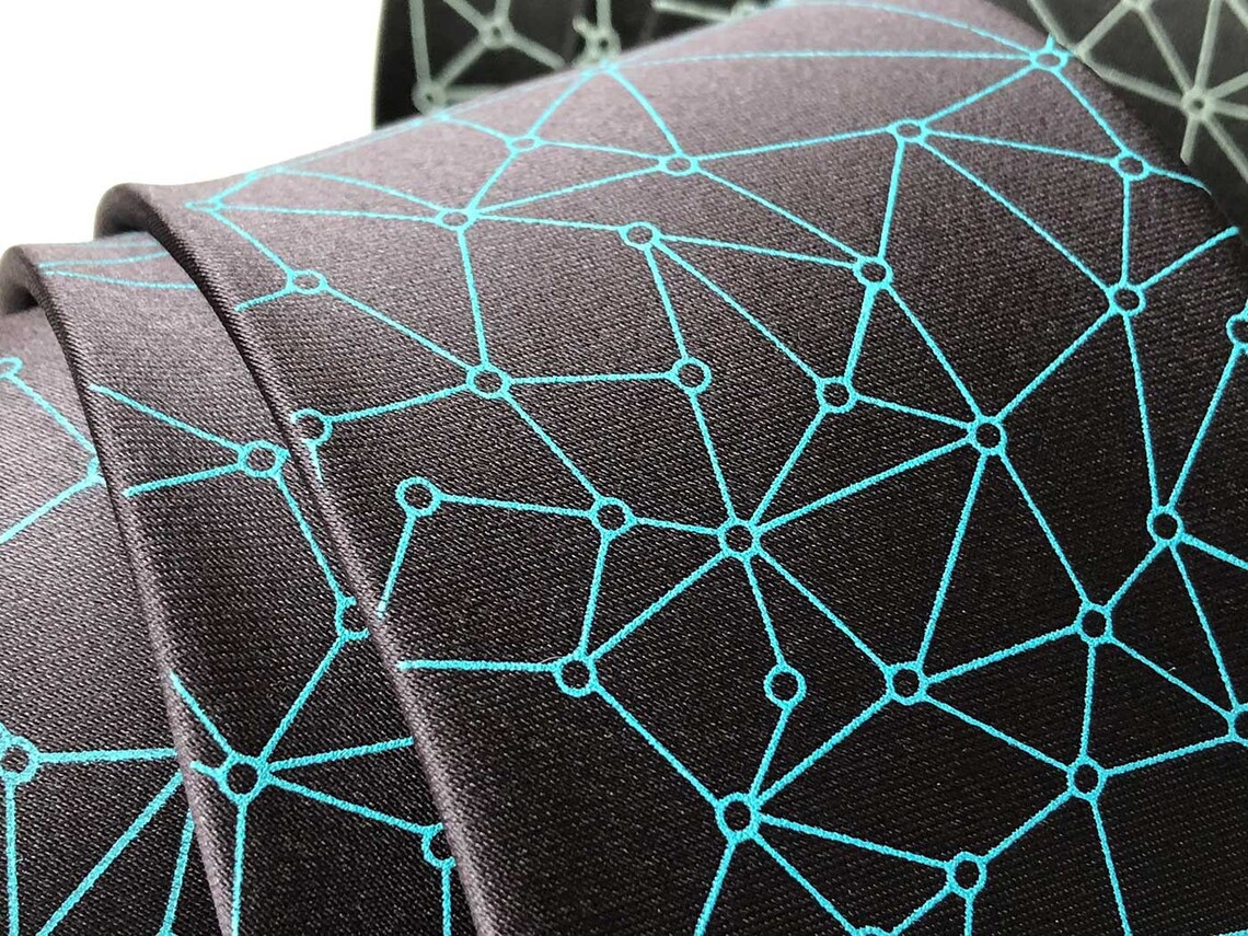 Blockchain Tie, Ethereum, Crypto, Bitcoin Tie. Geometric Pattern Silk ...