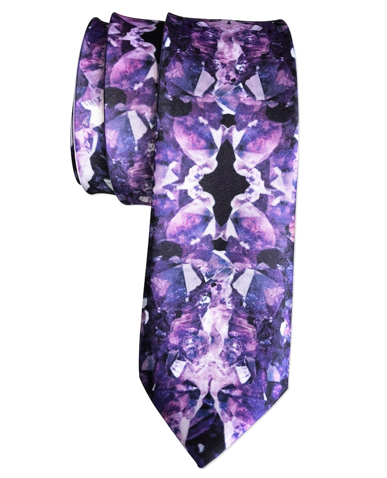 Amethyst Crystal Tie. Amethyst Geode, Mens Necktie. February Birthstone ...