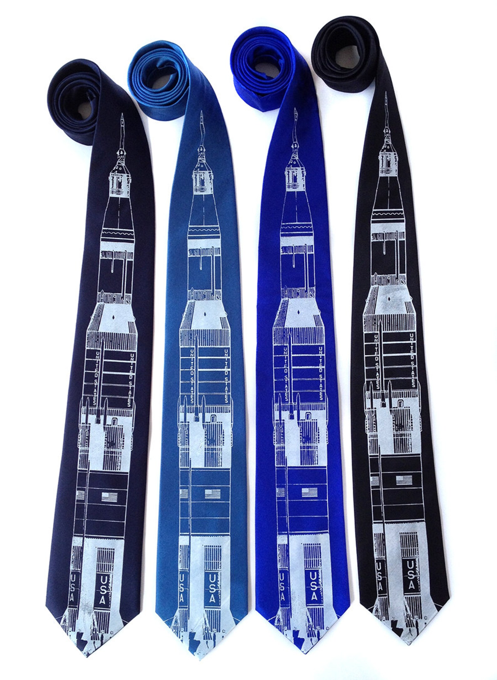 Saturn V, Rocket Tie / NASA, Men's Silk Necktie. 50th Anniversary ...