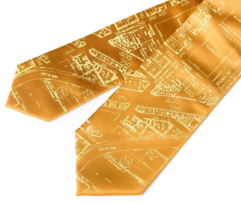 Detroit Map Silk Necktie, "eastern Market" Tie. Made in Michigan ...