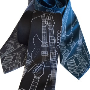 Electric Guitar Necktie Metal Guitar Tie Guitar Teacher Gift, Guitar ...