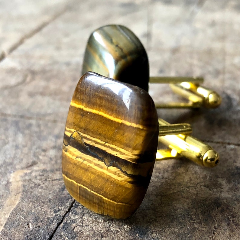 Tiger Eye Cufflinks. Tigers Eye Cuff Links Polished Stone - Etsy