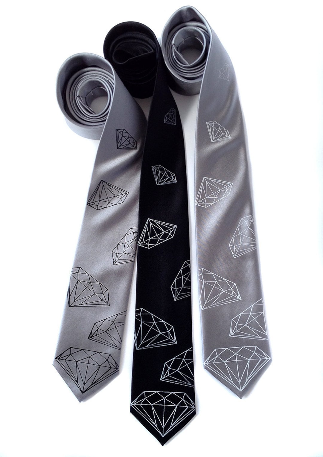 Diamond Tie, Mens Silk Necktie. Geometric Jewel, Diamond Necktie ...
