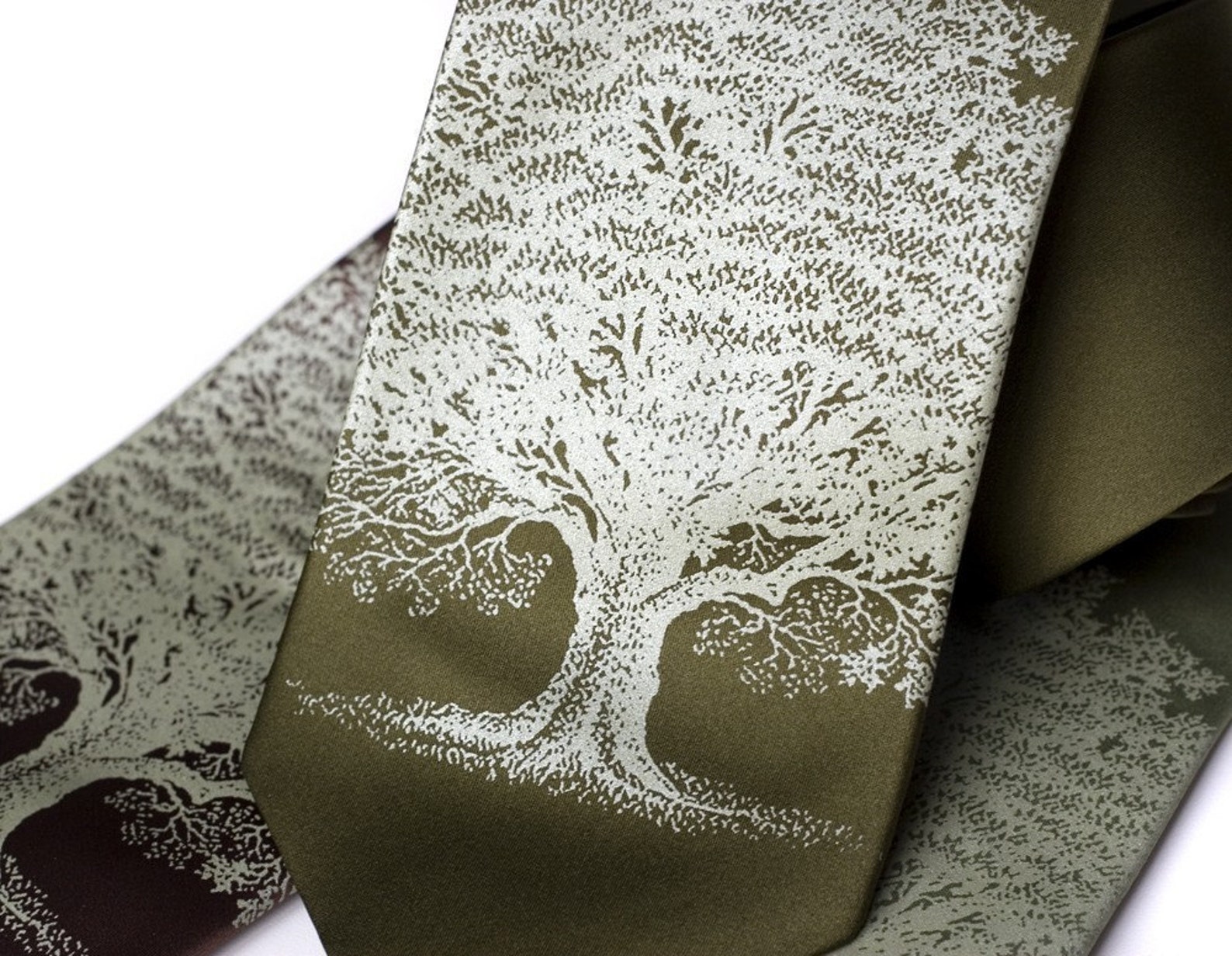 Tree Print Tie. Oak Tree, Men's Silk Necktie. Handfasting, Wedding Tie ...