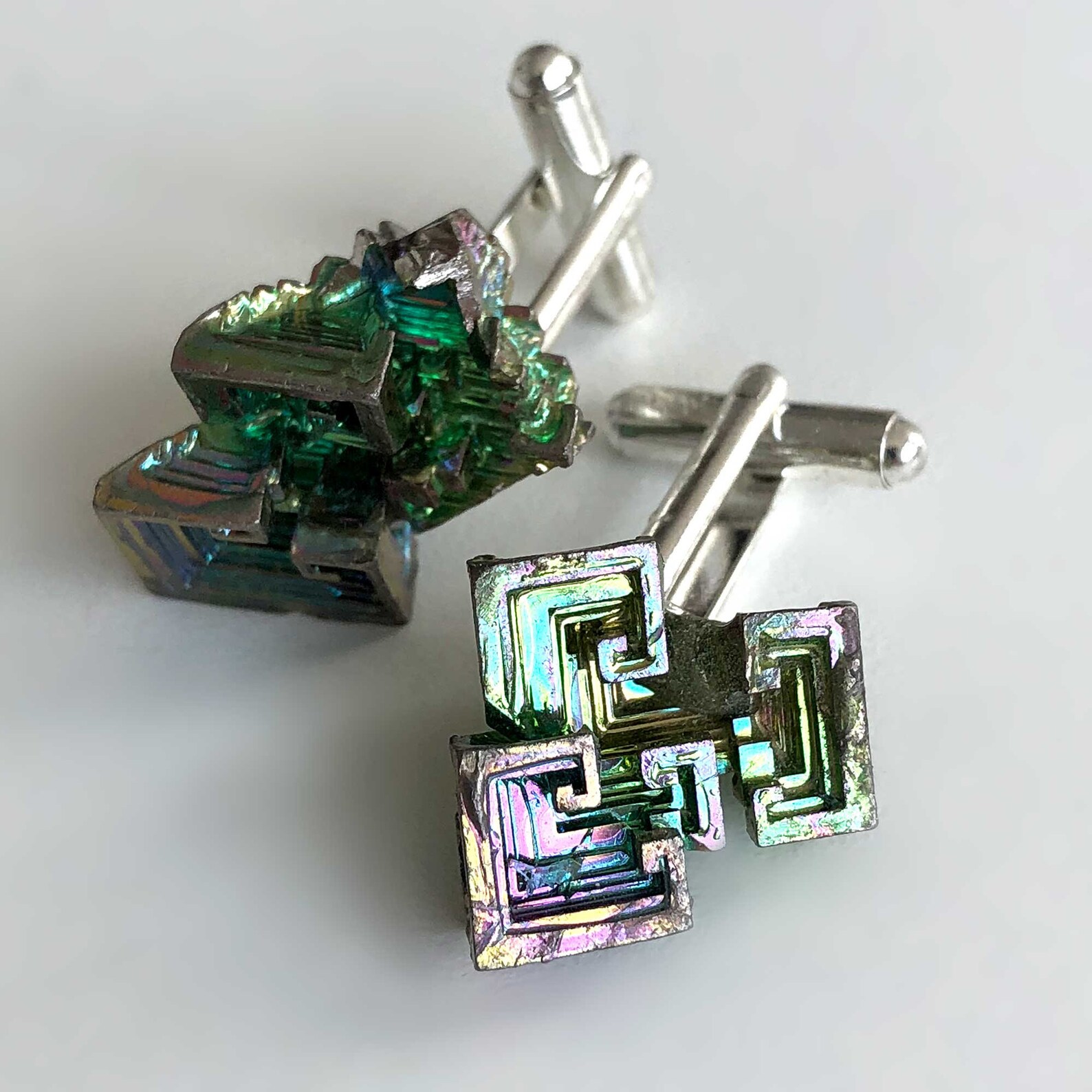 Bismuth Crystal Cufflinks. Rainbow Cufflinks Bismuth Jewelry | Etsy